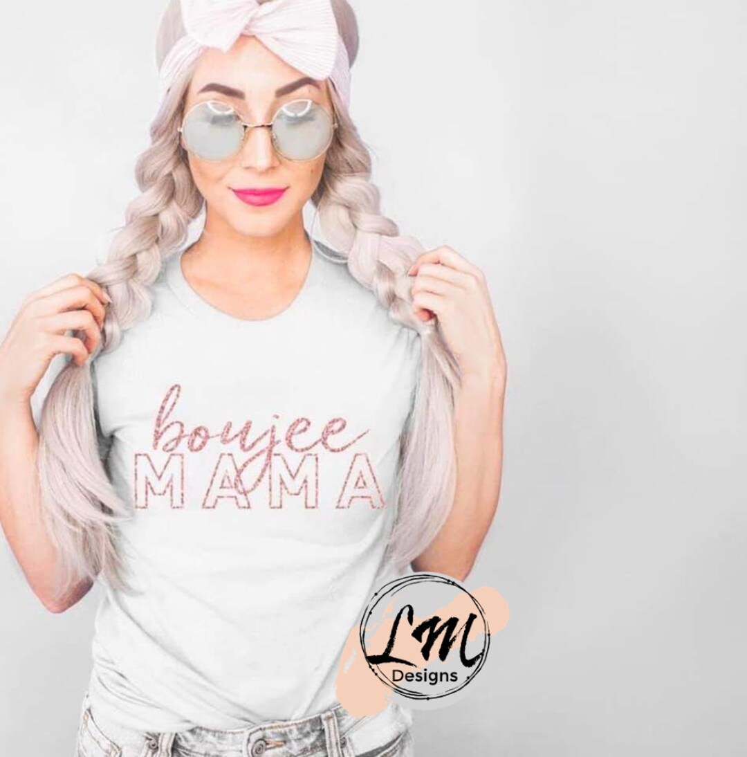Boujee MAMA Text in a Shimmer Pink Screen Print on a Shirt of - Etsy