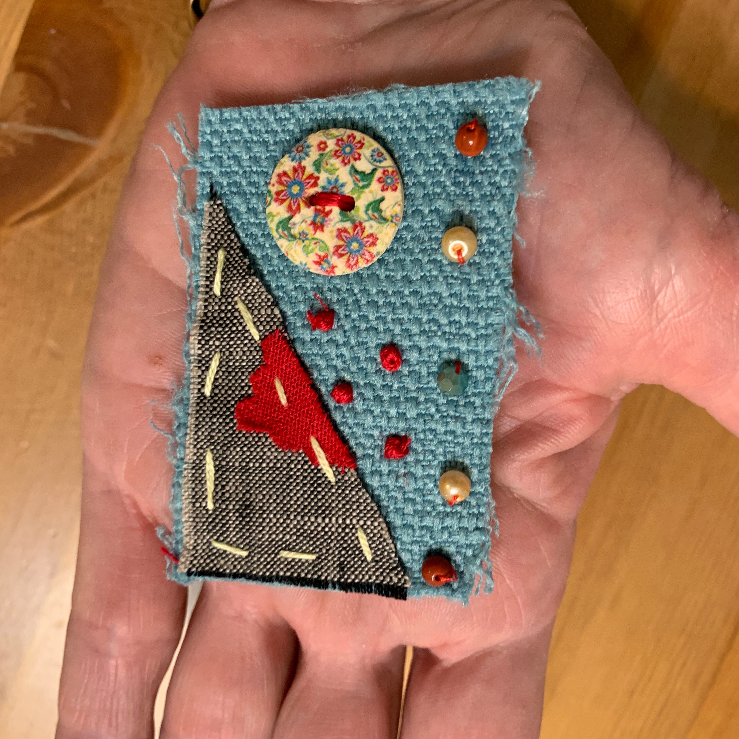 Textile Pin, Wearable Art, Scrap Fabric Brooch - Etsy