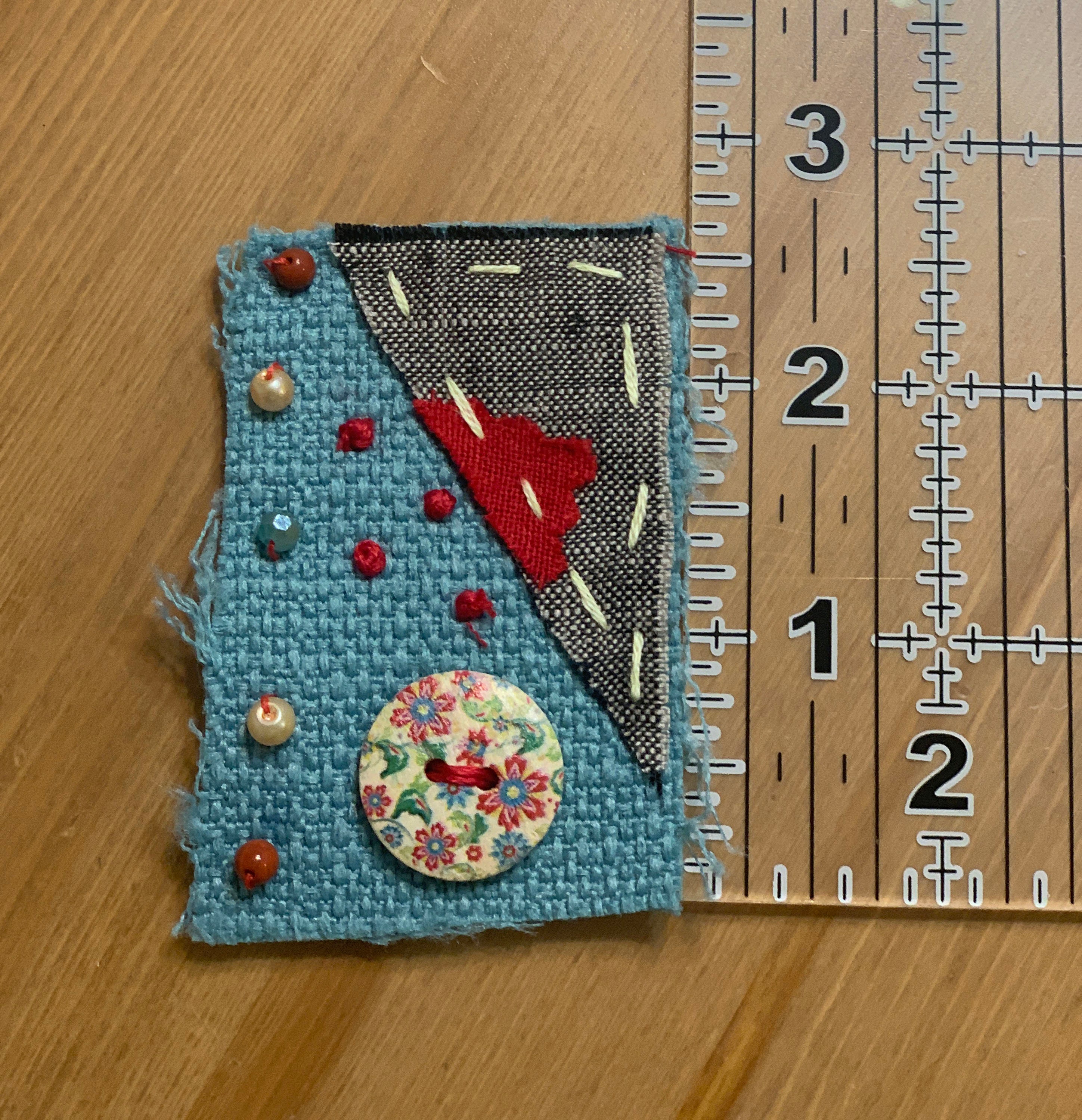 Textile Pin, Wearable Art, Scrap Fabric Brooch - Etsy