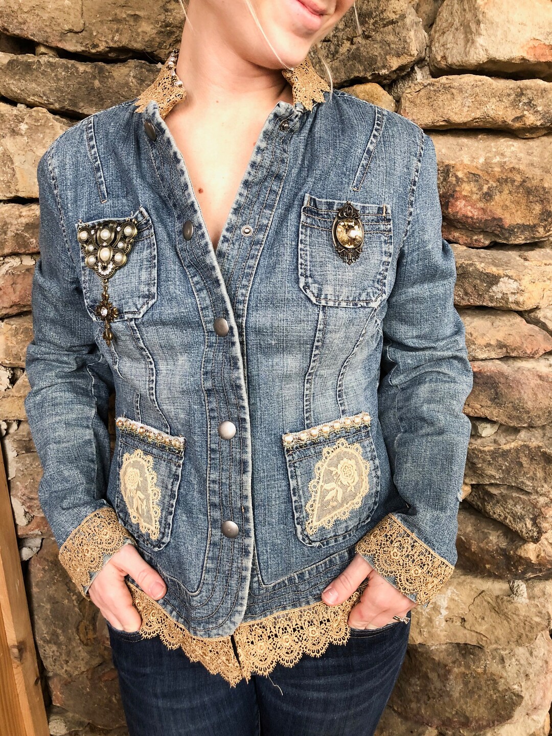 Custom Order Embellished Denim Jacket - Etsy