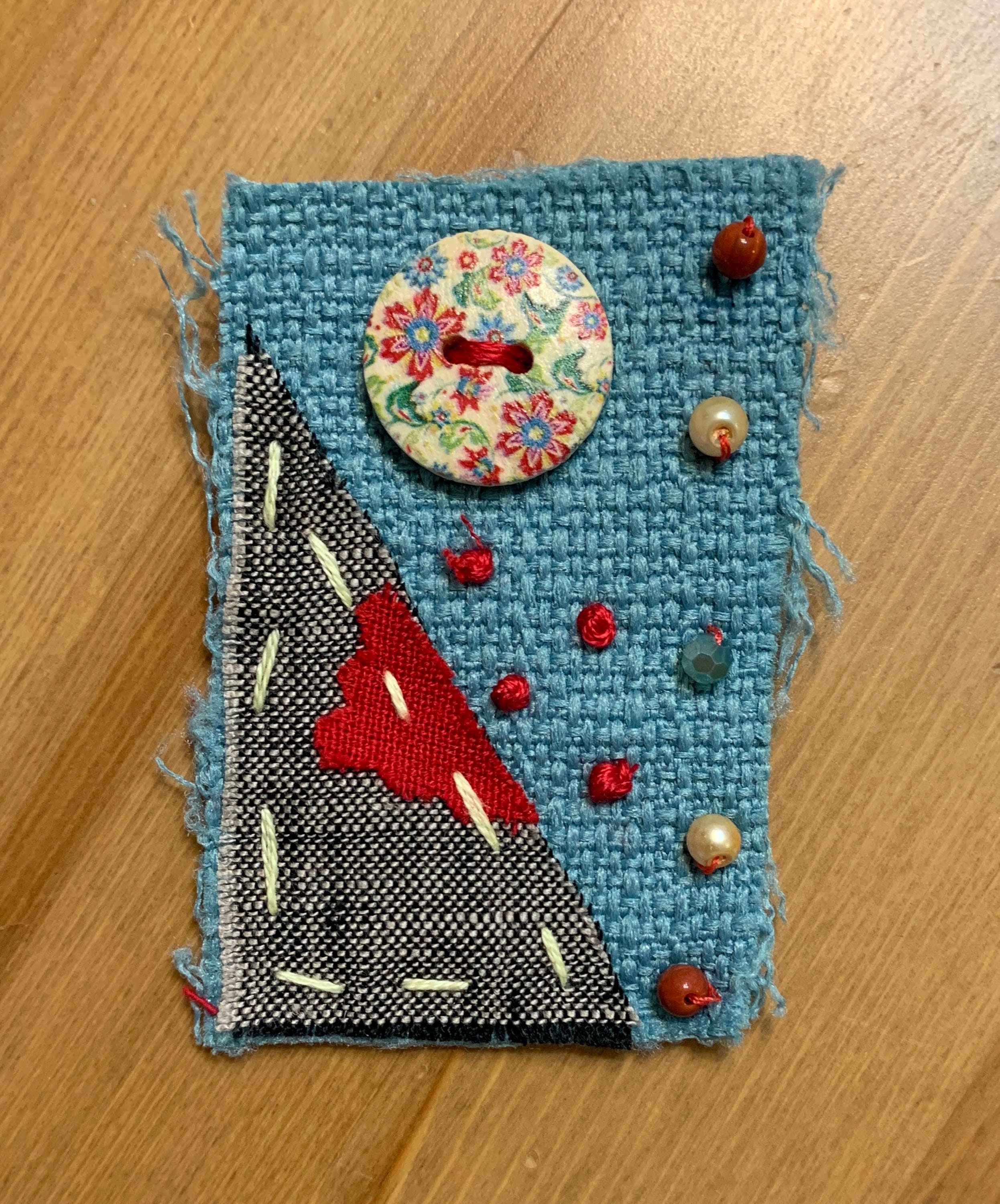 Textile Pin, Wearable Art, Scrap Fabric Brooch - Etsy