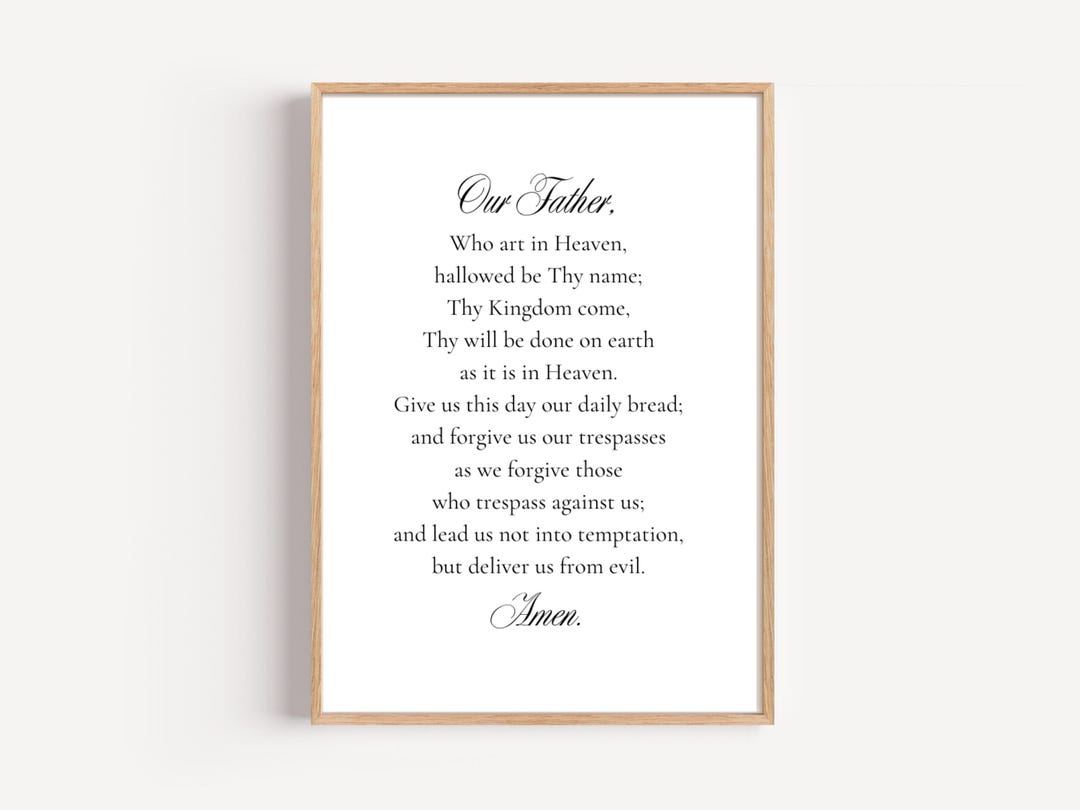 Our Father Prayer Printable Wall Art, the Lord's Prayer, Digital ...