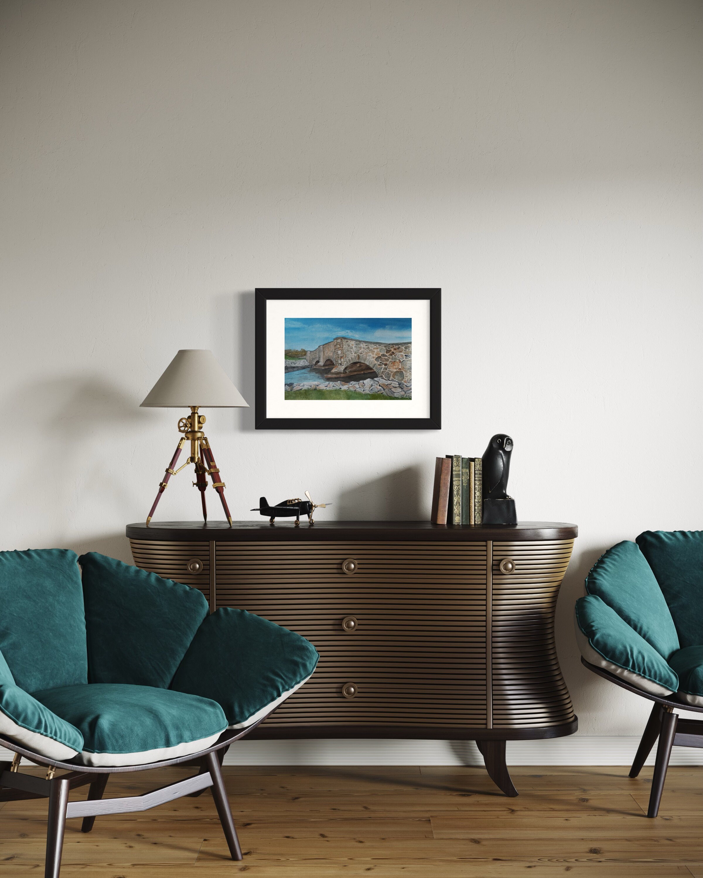 Colt State Park Stone Bridge Watercolor Art Print: Rhode Island Coastal ...