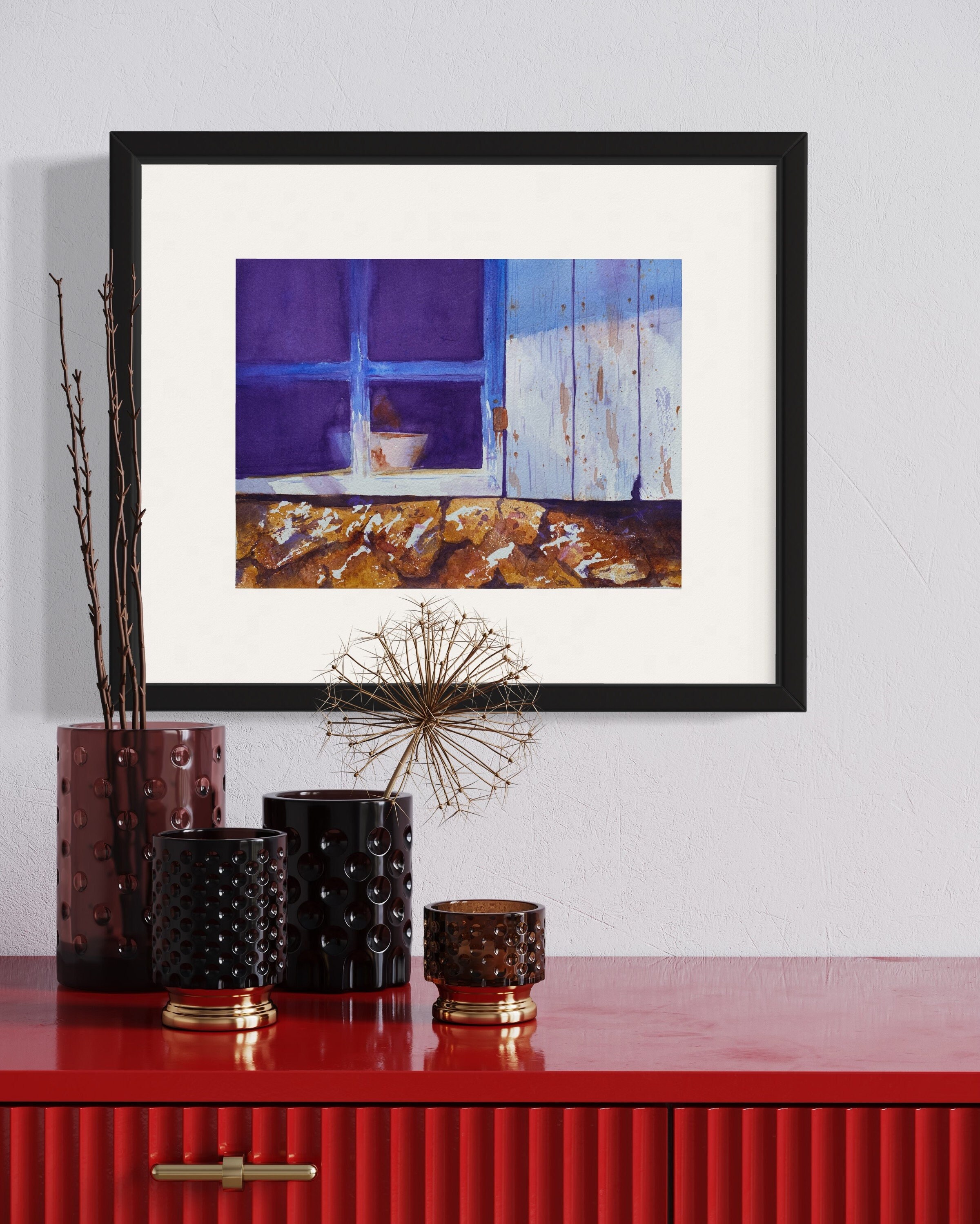 Old Cottage Window Watercolor Giclee Print | Rustic Farmhouse Art ...