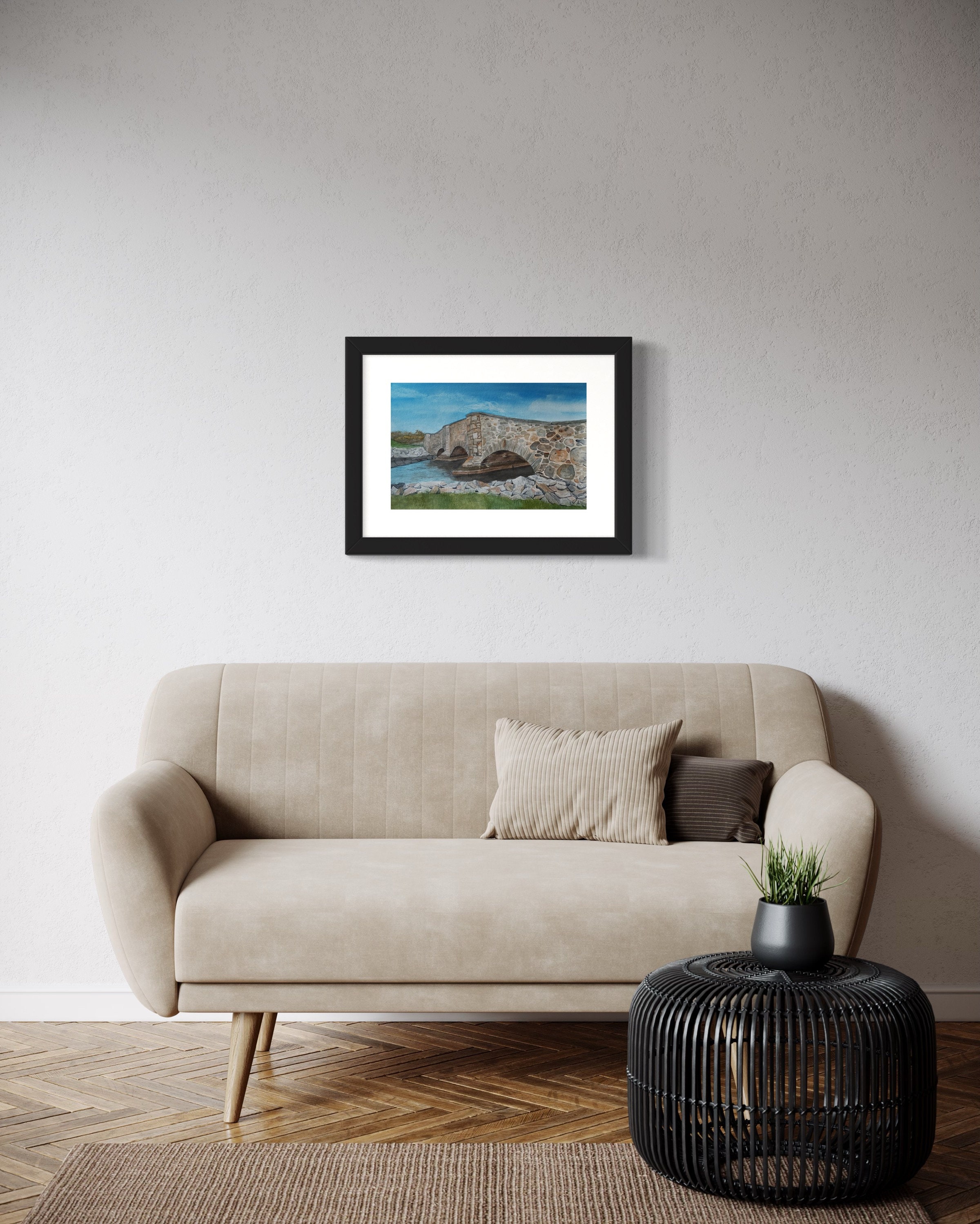 Colt State Park Stone Bridge Watercolor Art Print: Rhode Island Coastal ...