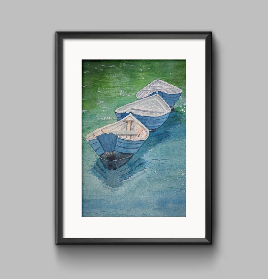 Boats Watercolor Print, Watercolor Boat Print, Nautical Watercolor ...
