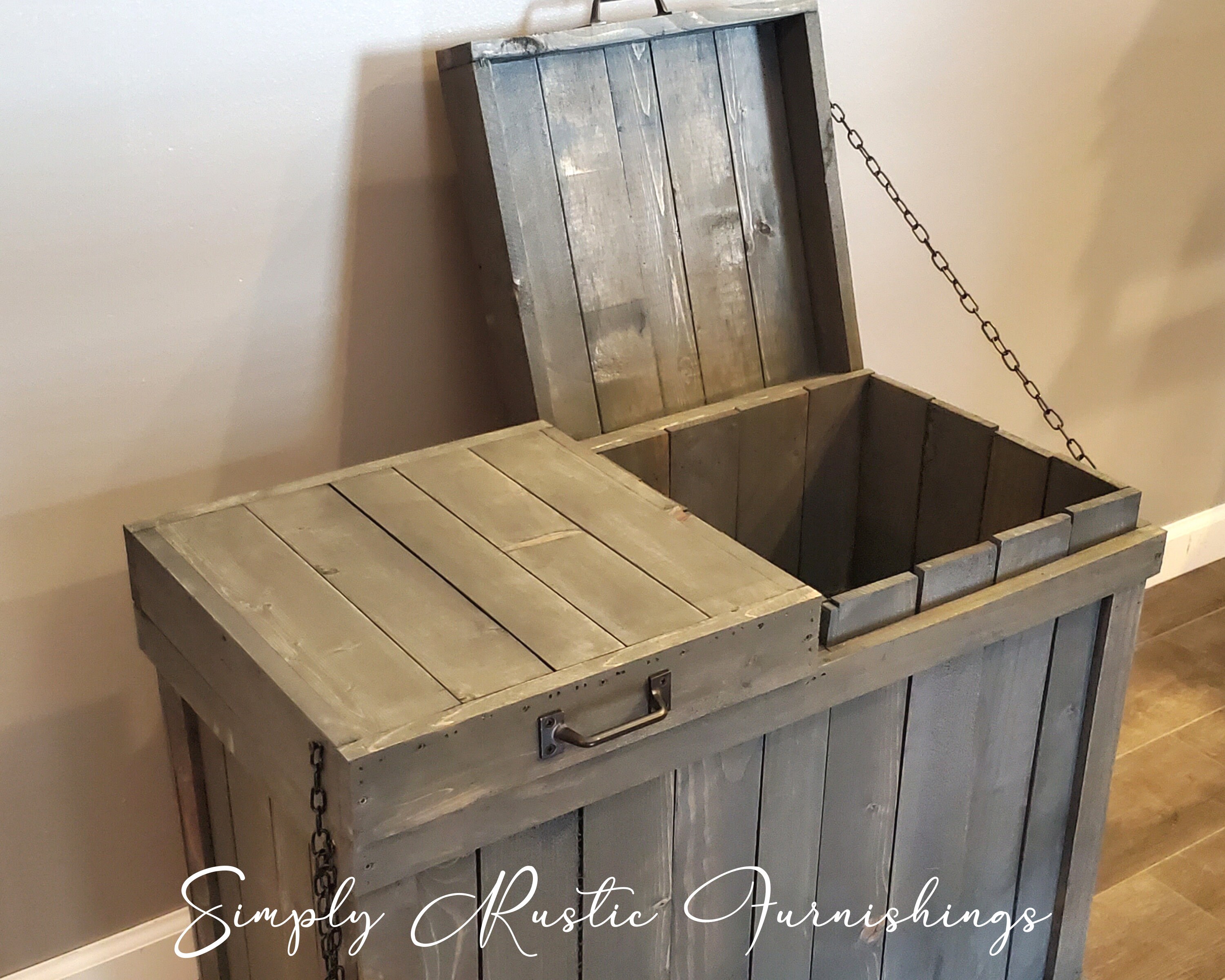 Double Laundry Hamper Wood Clothes Basket Wood Hamper | Etsy