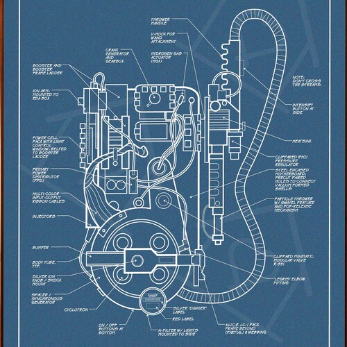 Ghostbusters Proton Pack Inspired Blueprint Proton Pack Art - Etsy
