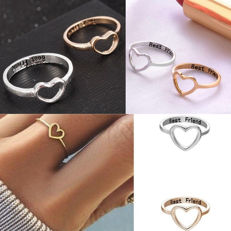 Best Friend Rings Heart Promise Rings Anniversary Ring Fashion | Etsy