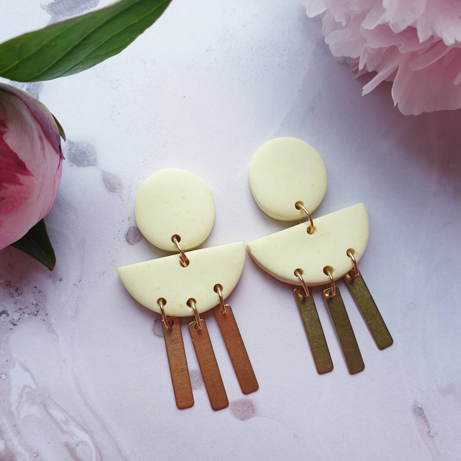 Pastel Yellow Polymer Clay Earrings Pale Yellow Clay and - Etsy UK