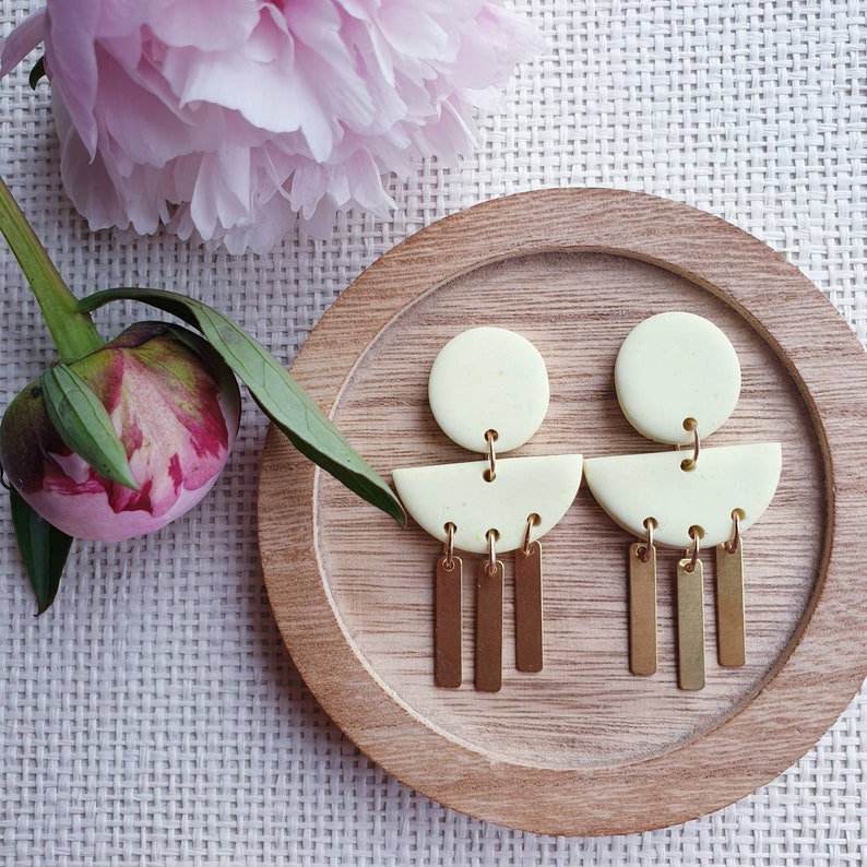Pastel Yellow Polymer Clay Earrings Pale Yellow Clay and - Etsy UK