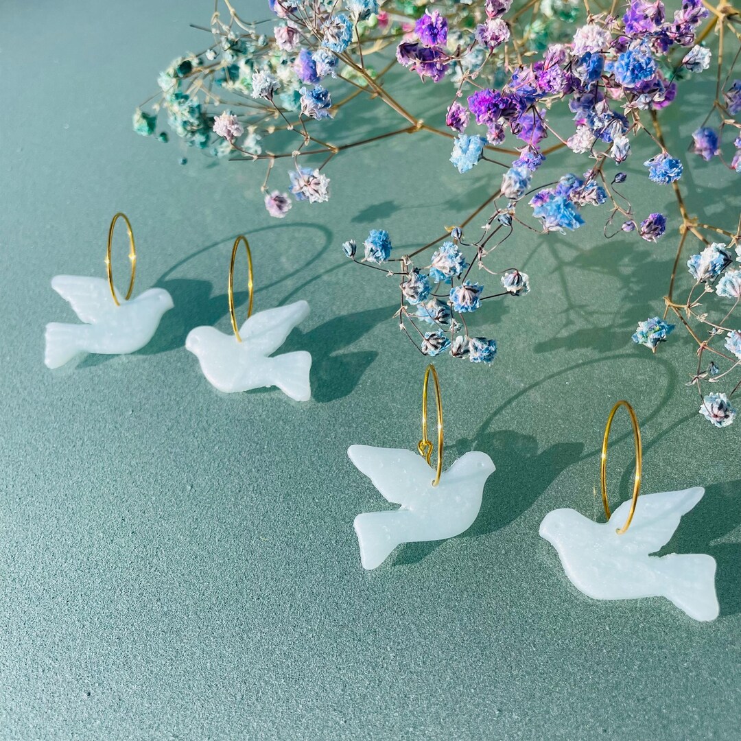 Dove Hoops Peace Bird Jewellery Earrings Transparent Jewellery Gift for ...