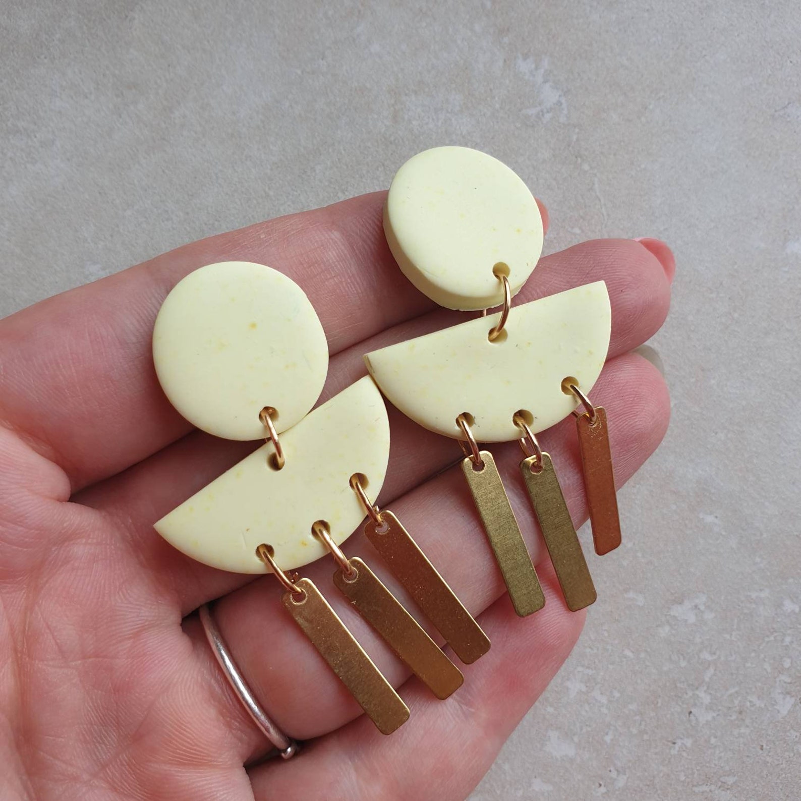 Pastel Yellow Polymer Clay Earrings Pale Yellow Clay and - Etsy UK