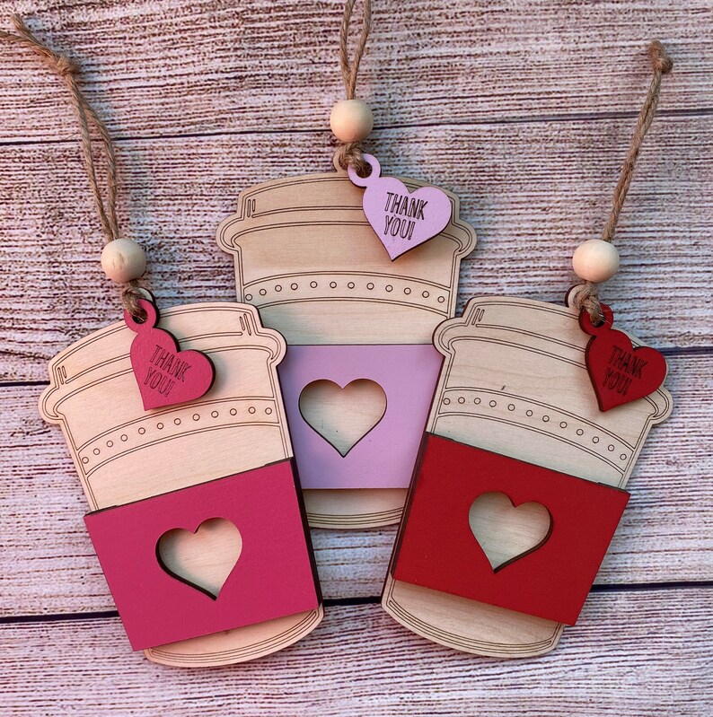 Coffee Cup Gift Card Holder Wooden Thank You - Etsy