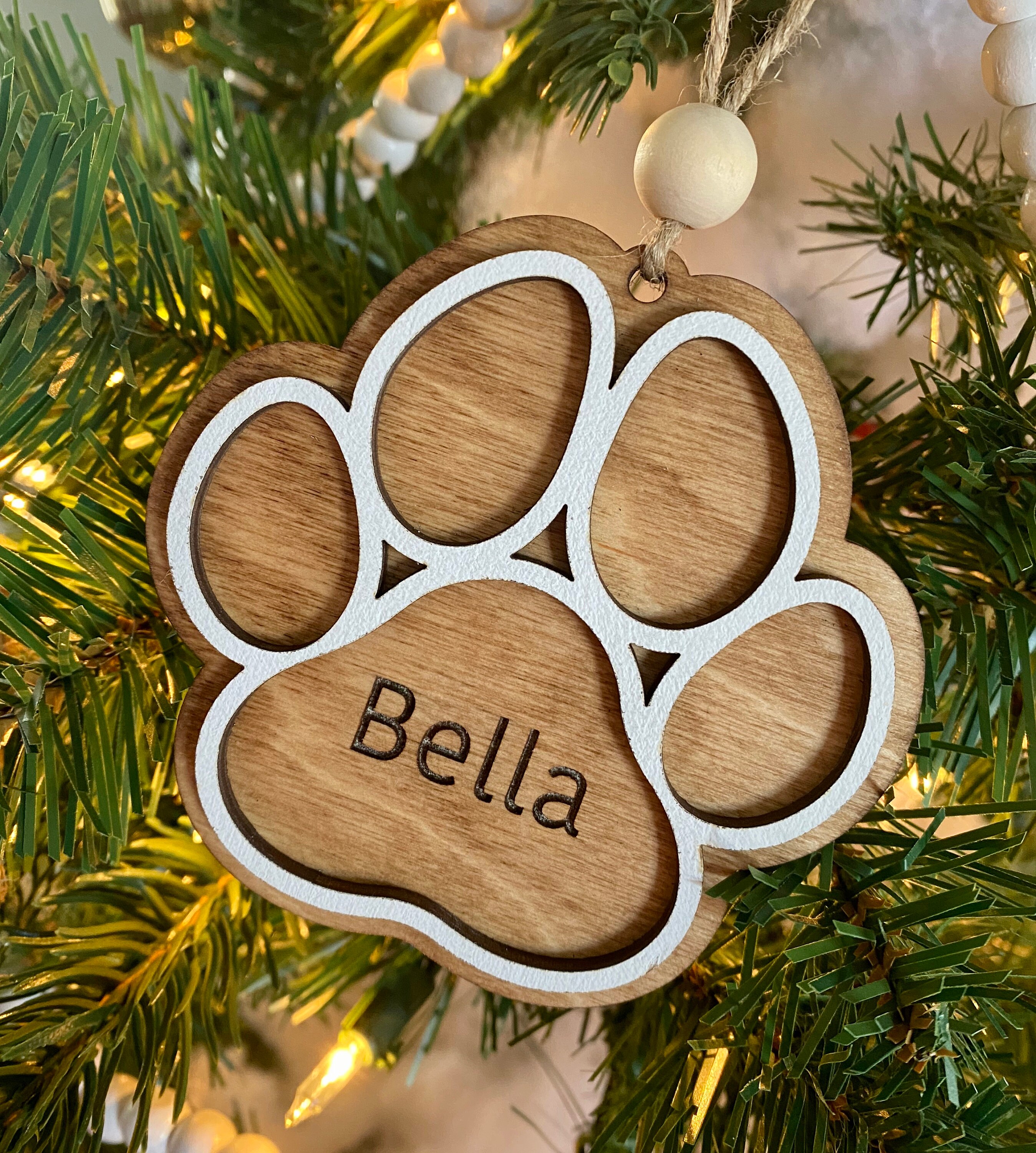 Paw Print Customizable Ornament Christmas Pet Decor - Etsy
