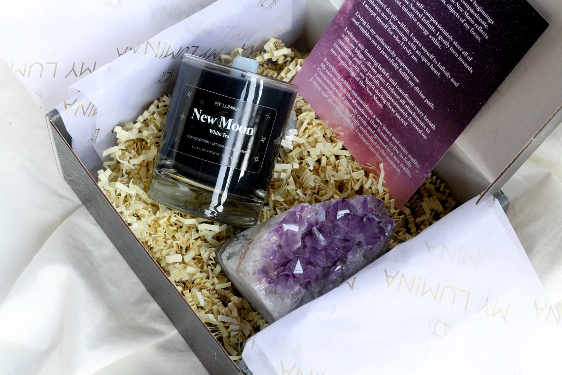 New Moon Ritual Kit Soy Candle / Crystal Kit / New Moon / | Etsy