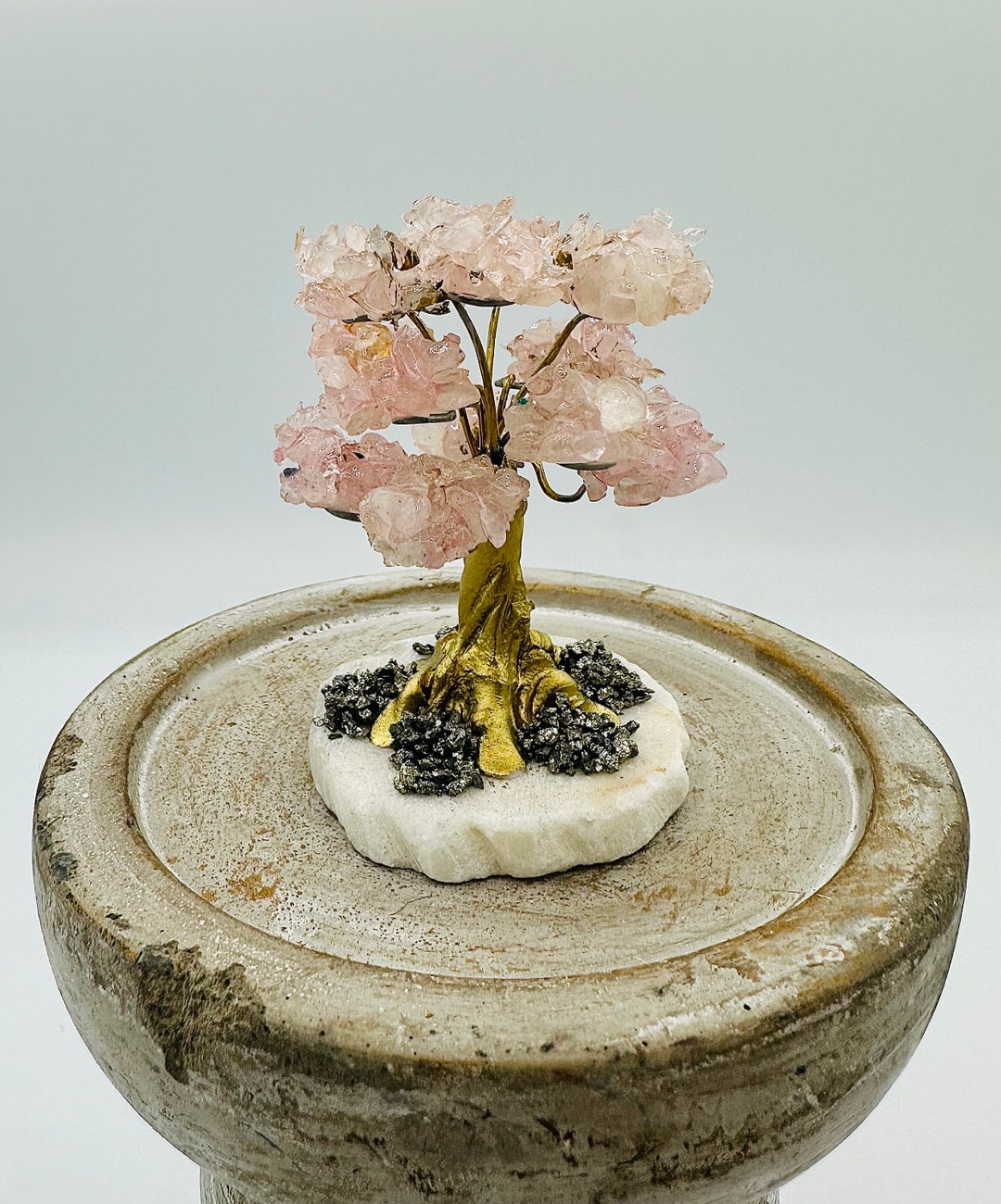 Mini Rose Quartz Crystal Tree of Life Gemstone Crystal Tree - Etsy