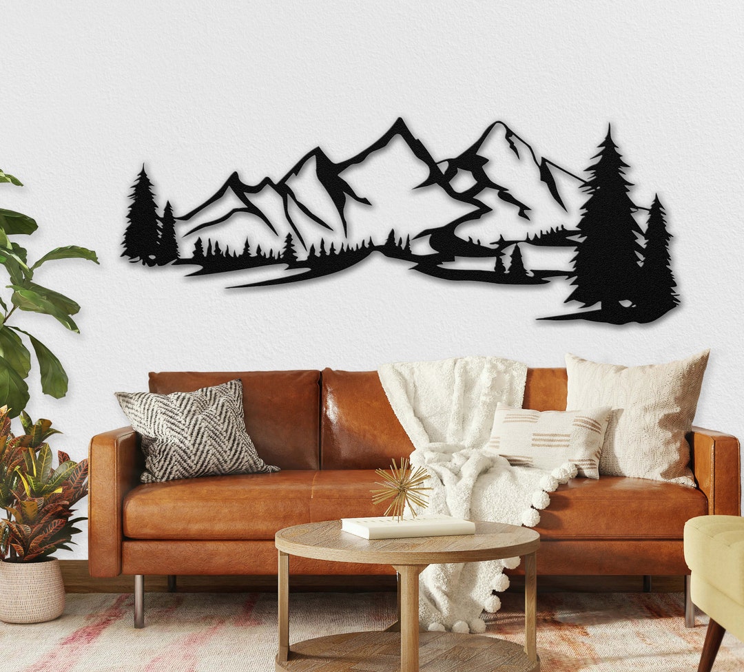 Mountain Landscape Metal Wall Art, Nature Metal Sign Wall Decor ...