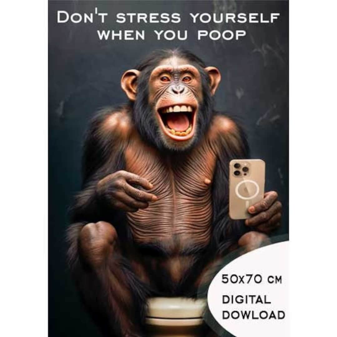 Monkey Pooping in the Toilet With a Phone in His Hand, Don't Stress ...