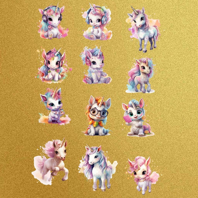 Clipart Set of Little Kids Unicorns Svg Png. Commercial and - Etsy