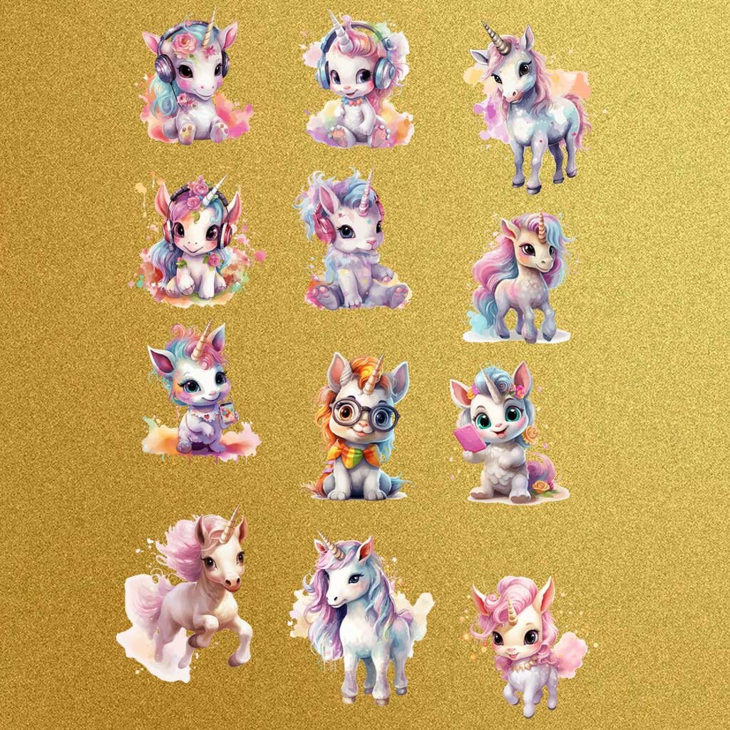Clipart Set of Little Kids Unicorns Svg, Png. Commercial and Personal ...