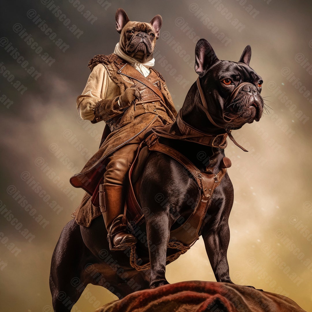 French Bulldog Knight Rider: Retro Digital Fantasy Image - Etsy