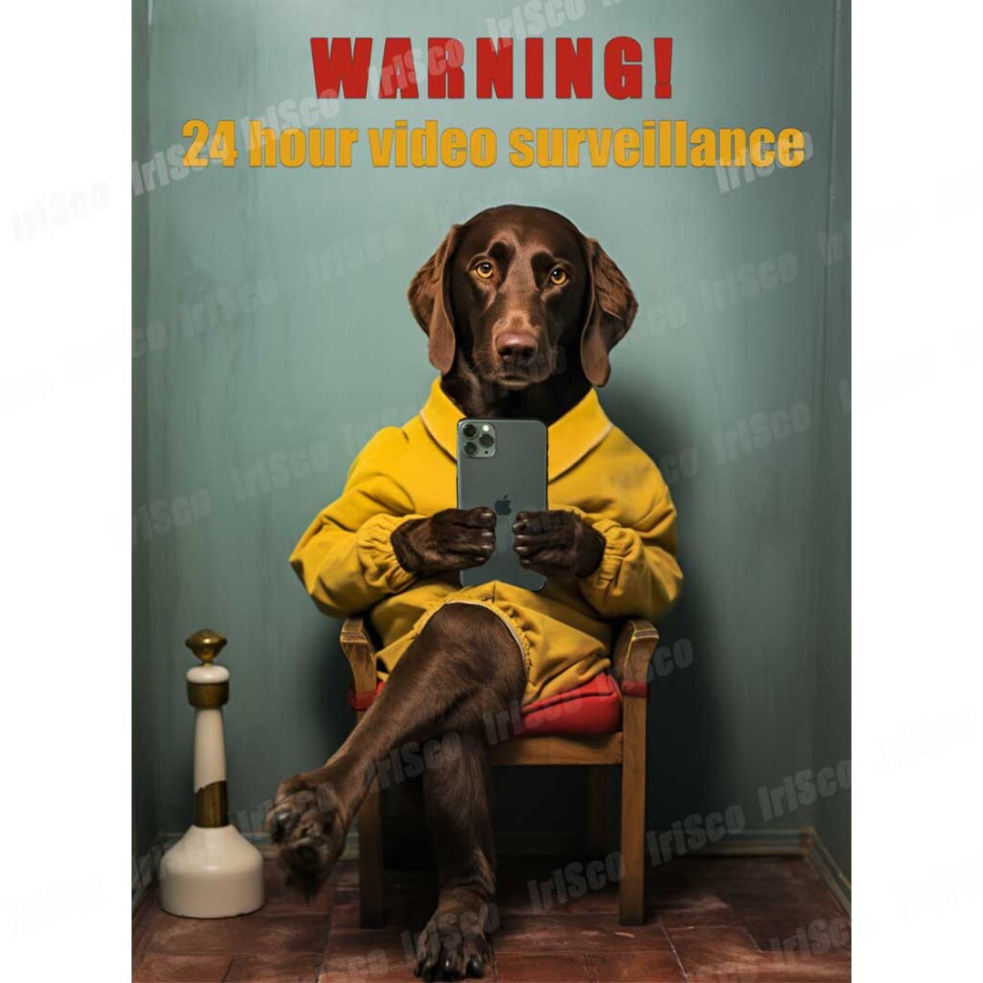 Video Surveillance Brown Dog With Mobile Phone, Security Camera JPG, 24 ...
