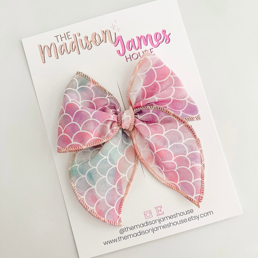 Summer Bow Watercolor Mermaid Bow Girl Bows Baby Bows - Etsy