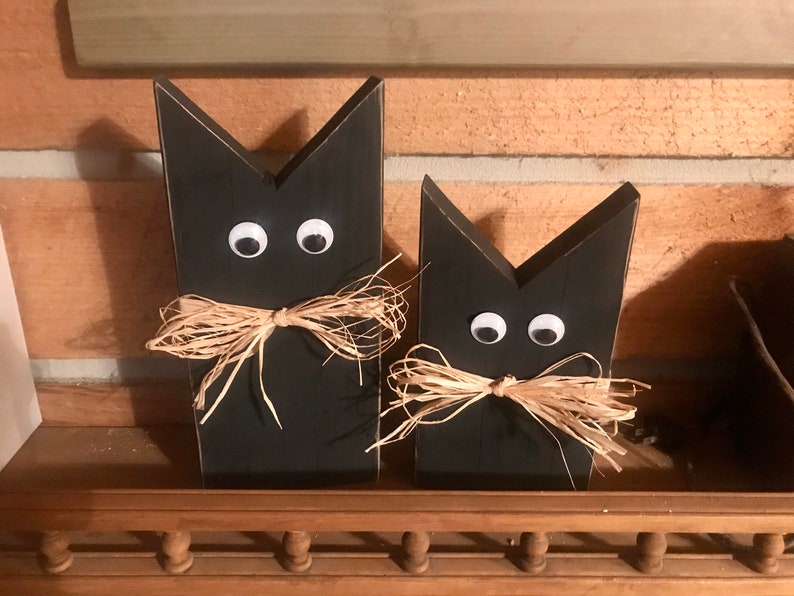 Black Wooden Cats Fall Decor Porch Decor Halloween Decor | Etsy