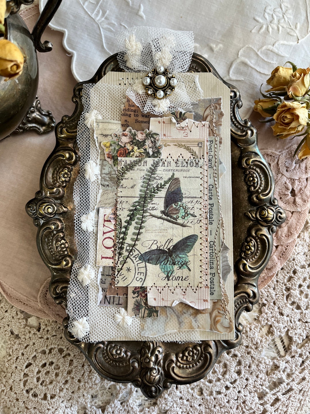 Junk Journal Tag/ Card/ Supplies/ Journal Embellishments/ Handmade Journal Tag - Etsy