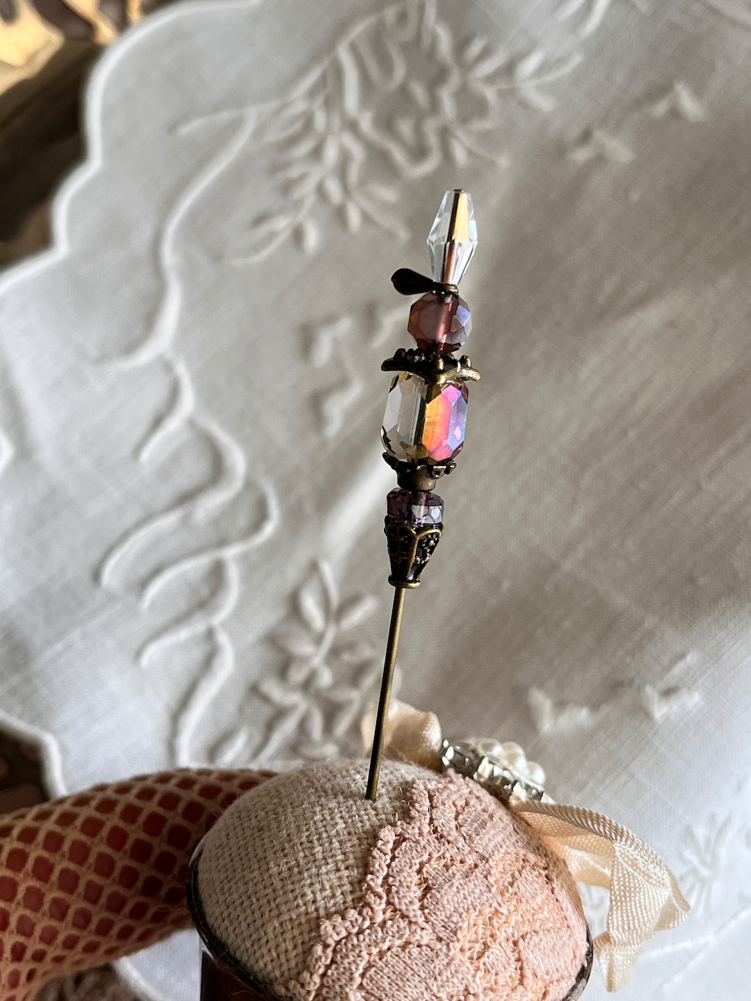 Counting Pin/ Decorative Pin/ Scarf Pin/ Cross Stitch Pin/ Glass Beads ...