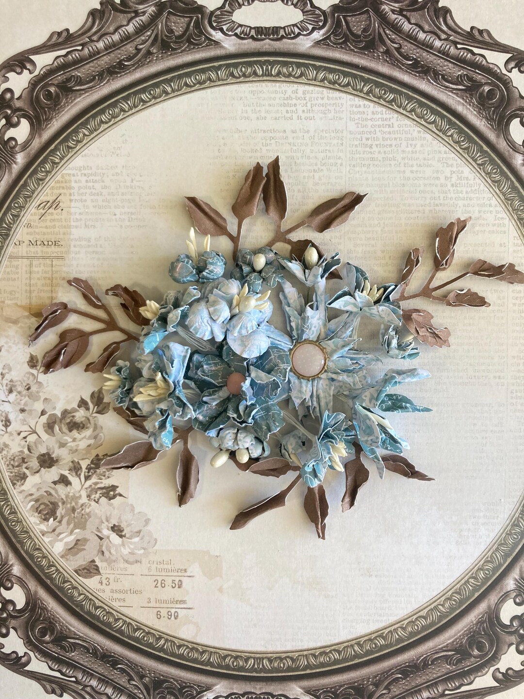 Handmade Paper Flowers/ Set of 15 Pieces/ Scrapbooking Paper Flowers ...