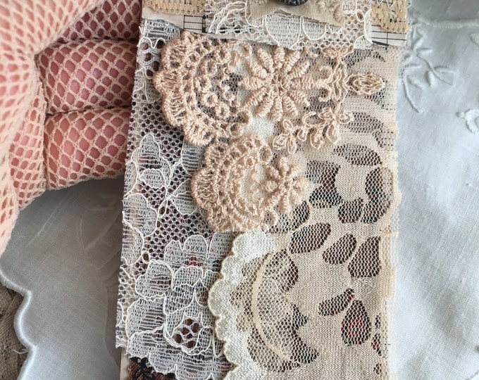 Junk Journal Collage Lace Tag/ Lace Sample Card/ Junk Journal Lace ...