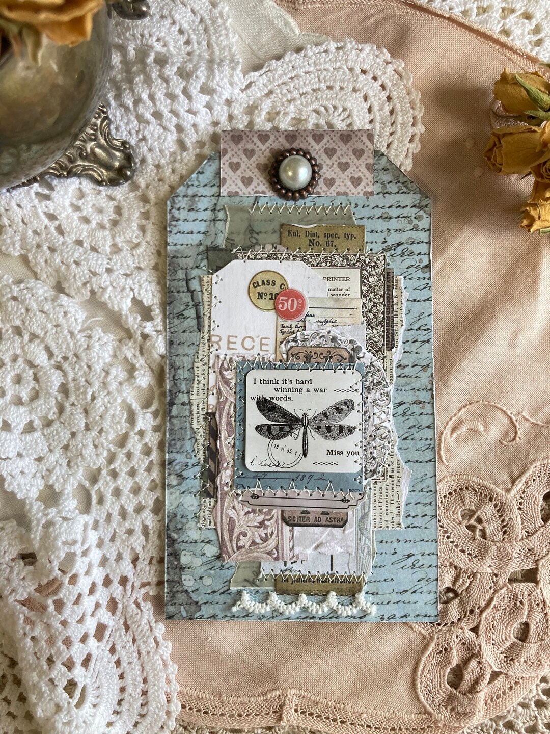 Junk Journal Tag/ Card/ Supplies/ Journal Embellishments/ Handmade Journal Tag - Etsy