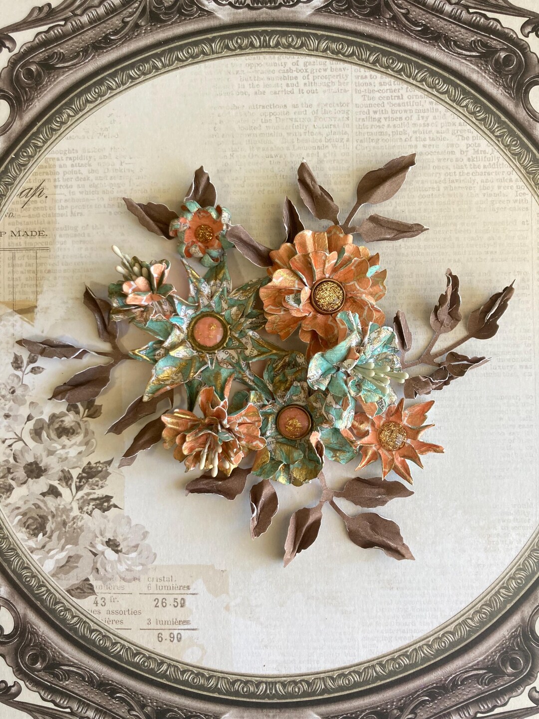 Handmade Paper Flowers/ Set of 8 Pieces/ Scrapbooking Paper Flowers ...