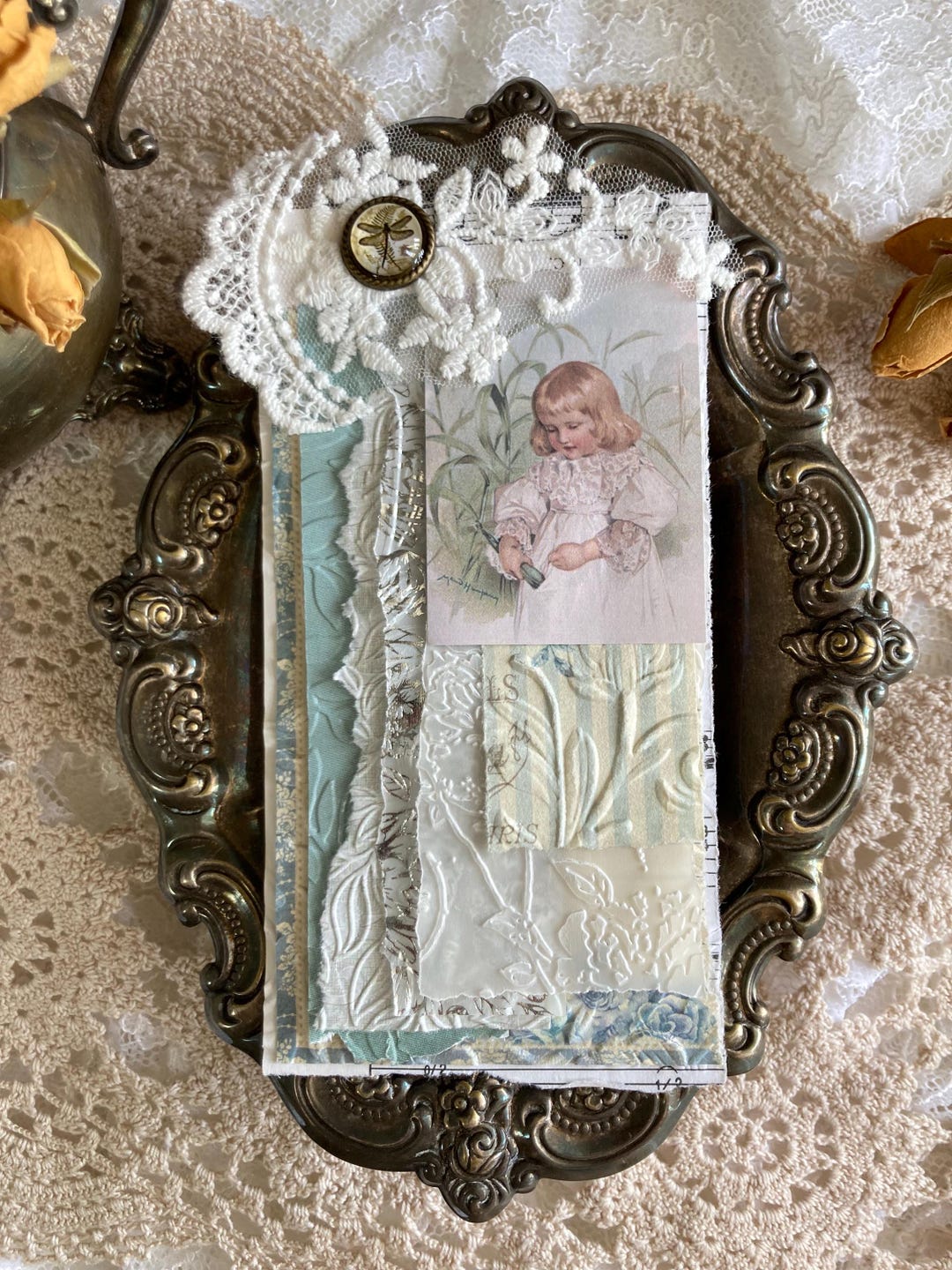 Junk Journal Embossed Collage Tag/ Card/ Ephemera/ Supplies ...