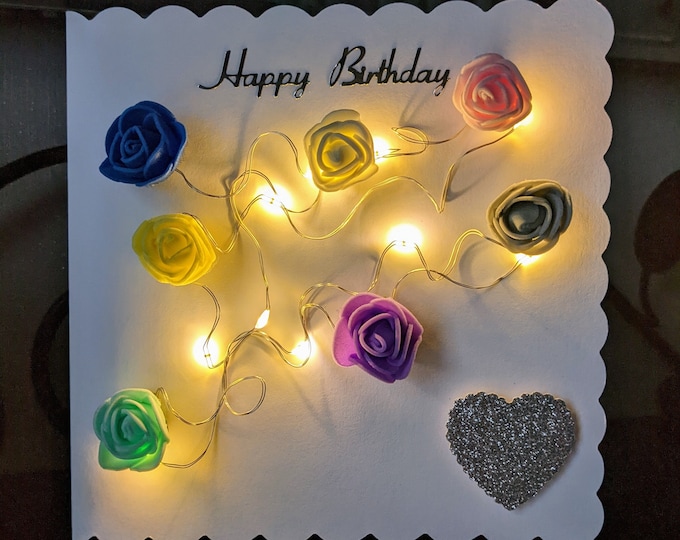 Light up Cards Led Cards Light up Birthday Cards Hearts and Flowers ...