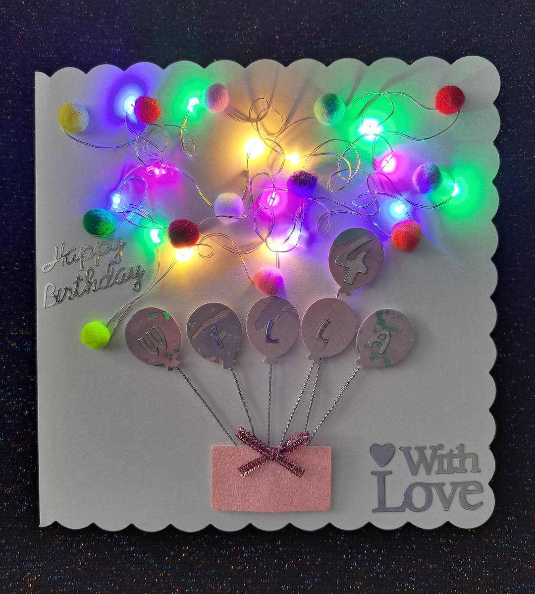 Personalized LED Birthday Card, Light up Balloons Keepsake - Etsy UK