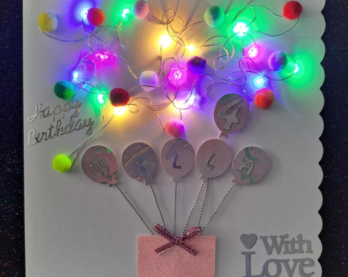Light up Birthday Card, Chandelier, Personalised, Handmade Card. Any ...