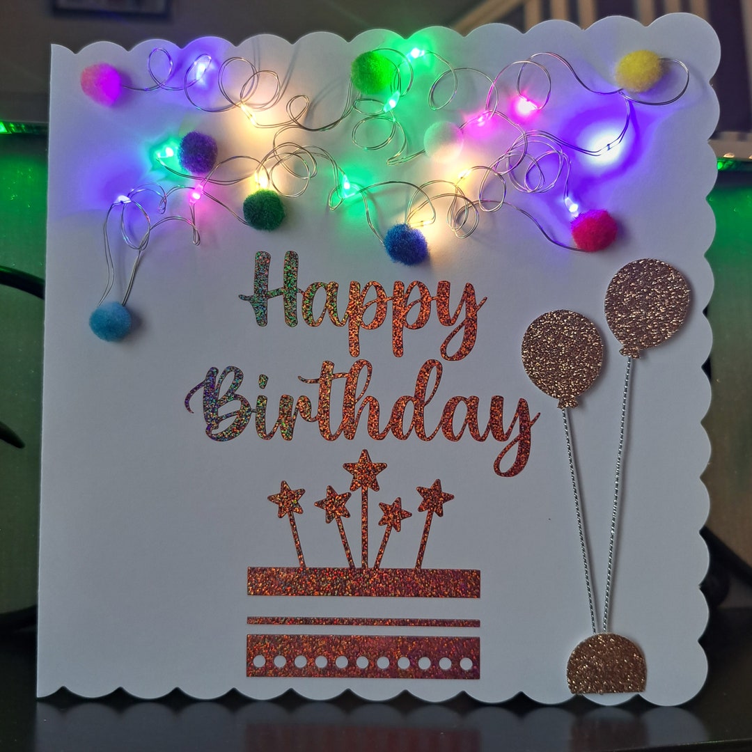Beautiful Led Light up Happy Birthday Card Multicoloured Led - Etsy