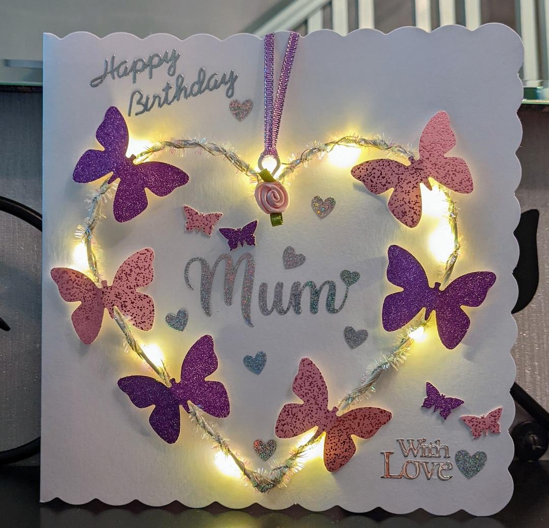 Light up Cards Extra Special Mum Cards Led Heart Card Personalised ...