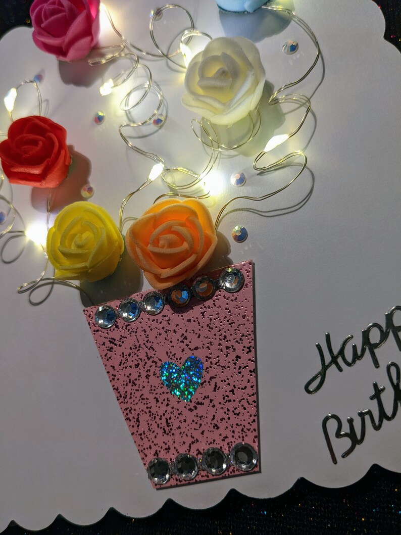 Beautiful Led Light up Card, Vase of Flowers, Cards With Lights, Extra ...