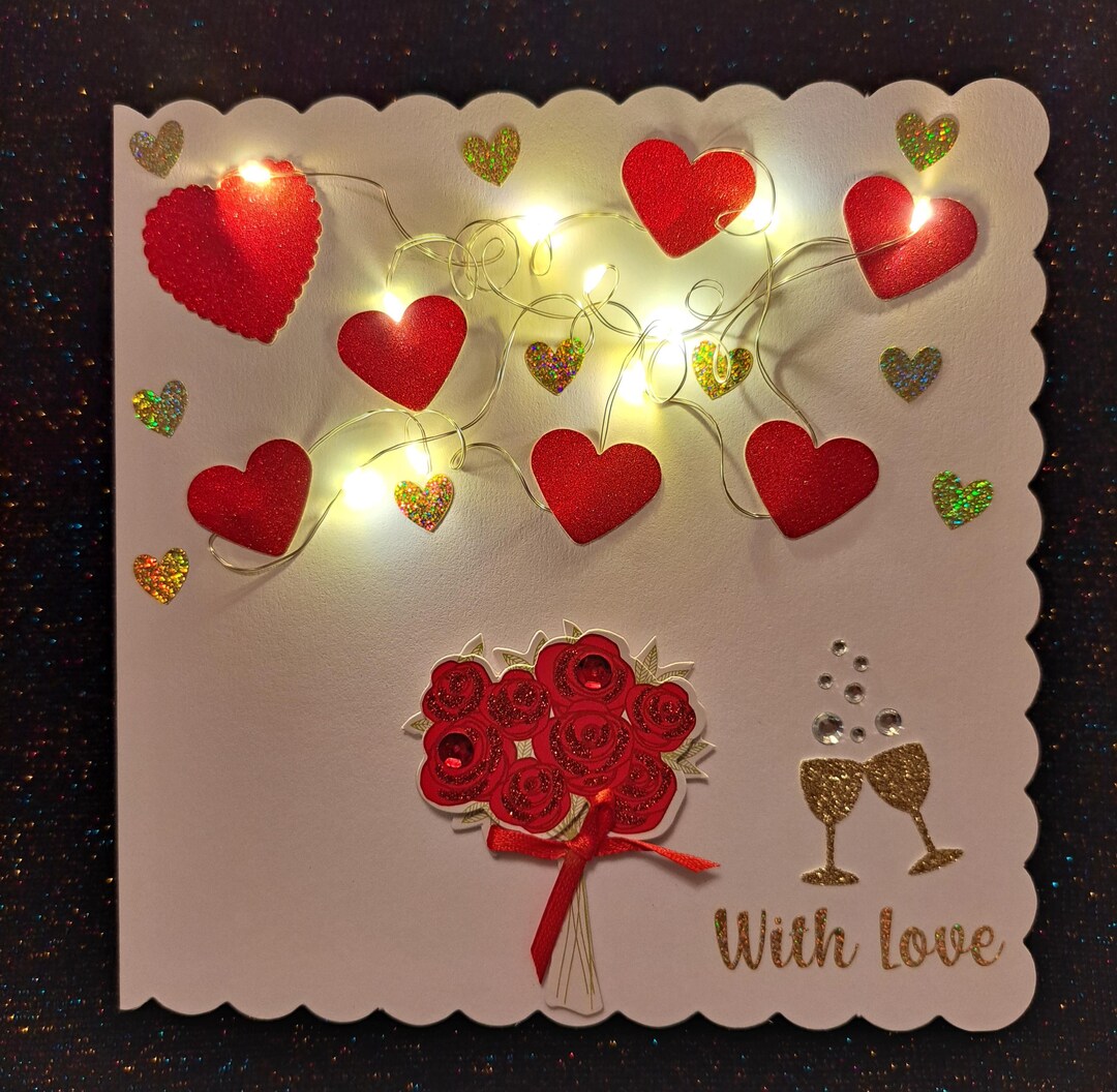 Light up Anniversary Card Led Birthday Card With Love Card Led ...