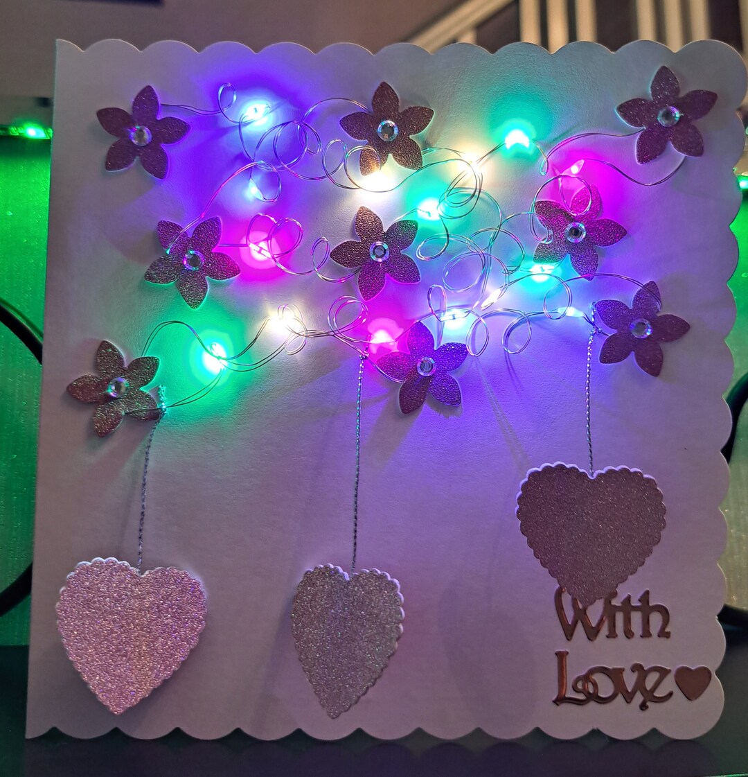 Hearts and Flowers Light up Card Led Valentine's Day Card Light up ...