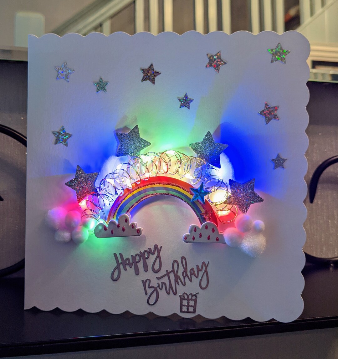 Light up Cards Light up Rainbow Card Personalised Cards Led - Etsy UK