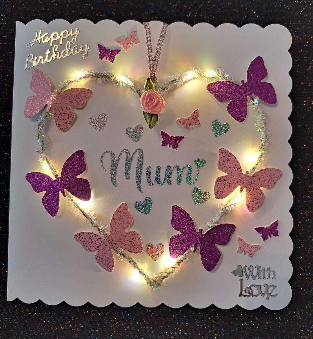 Light up Cards Extra Special Mum Cards Led Heart Card Personalised ...