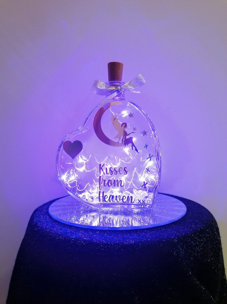 Led light up glass heart memorial gift grieving gift mum | Etsy