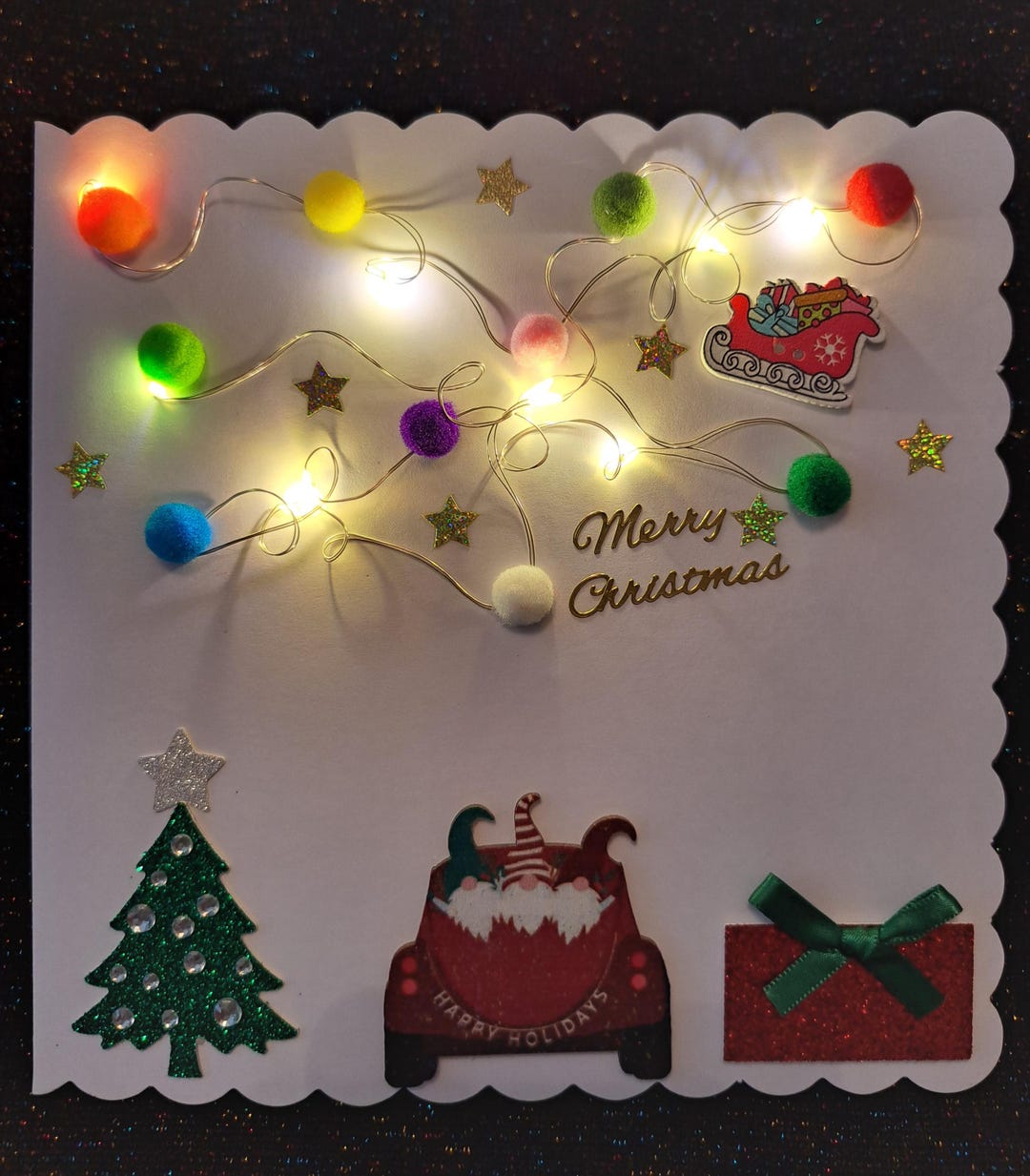 Light up Christmas Card Happy Holidays Card Naughty Elf Christmas Card ...