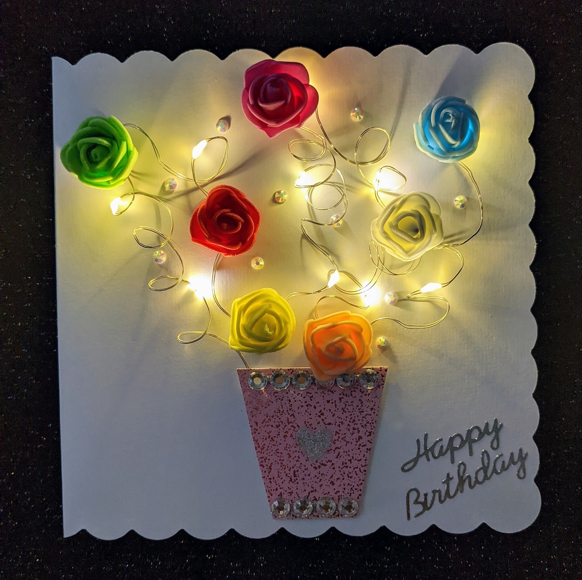 Beautiful Led Light up Card, Vase of Flowers, Cards With Lights, Extra ...