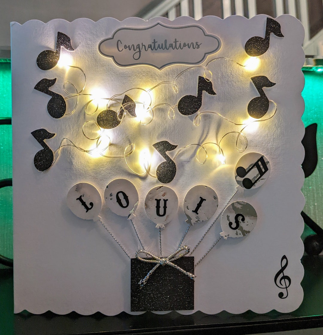 Stunning!!! Led Light up Musical Note Card for Mucic Lovers Light up ...